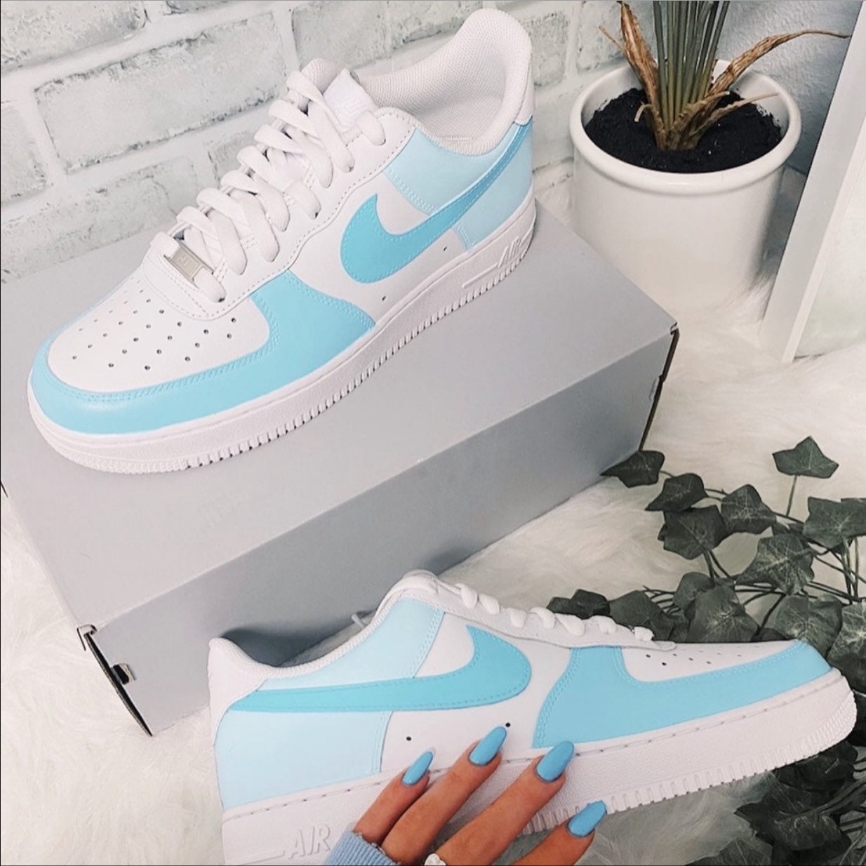 Nike Air Force 1 low custom baby blue light blue – allsnkrshop